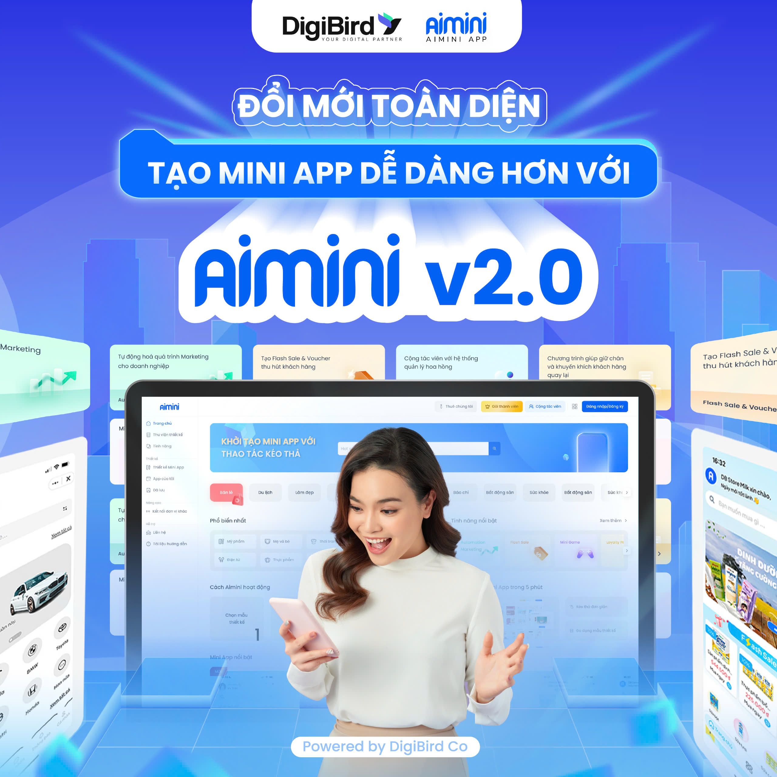 Aimini - Nền tảng Thiết Kế Mini App & Mobile App Tự Động